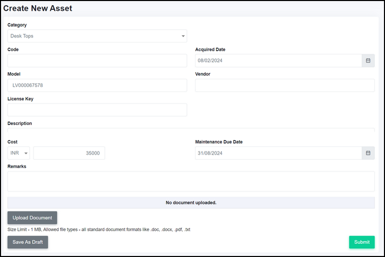 Adding assets to asset register Adding assets to asset register