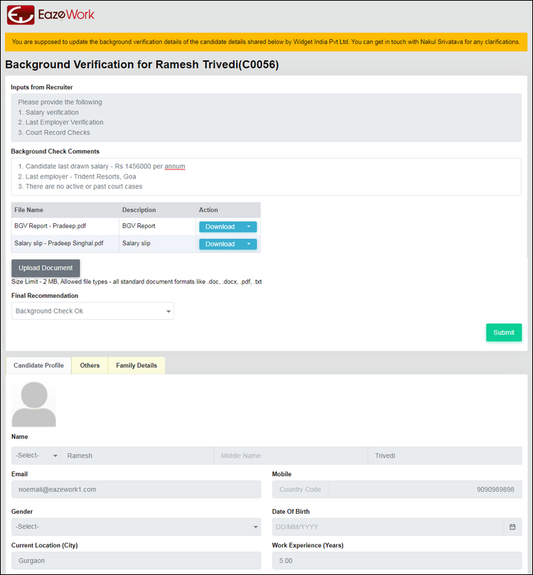 Candidate Background Verification