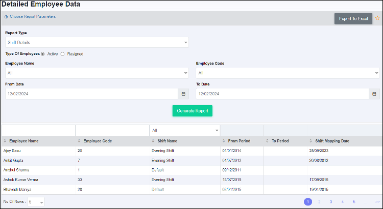 Report - Shift Details